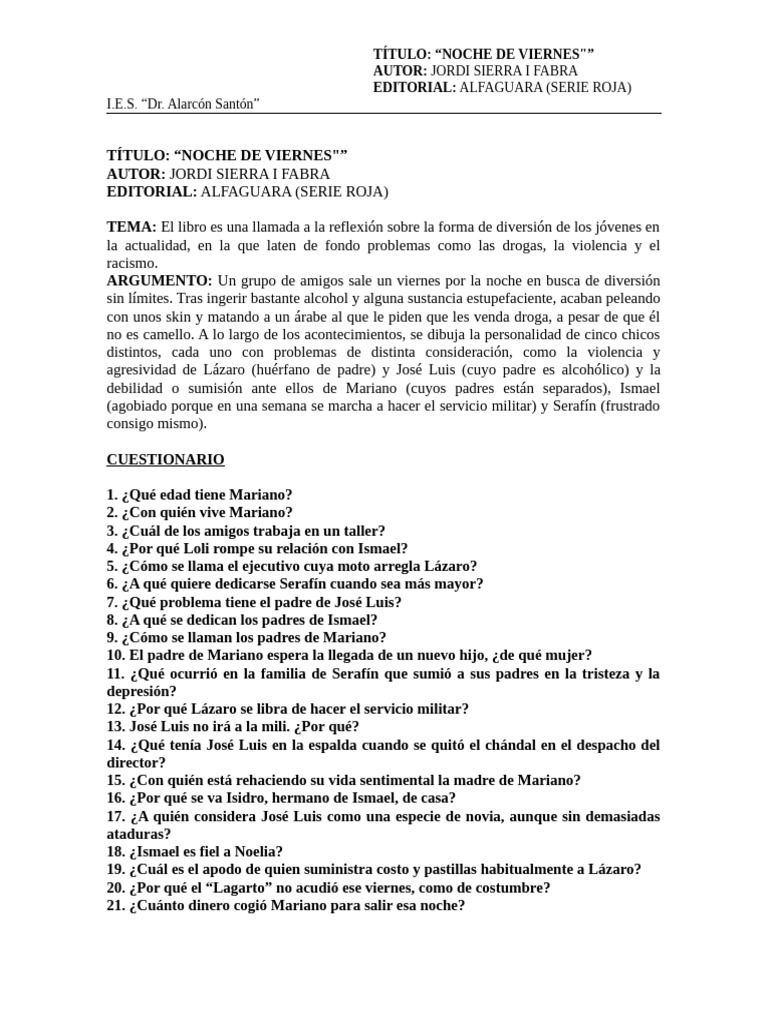 Noche de Viernes | PDF