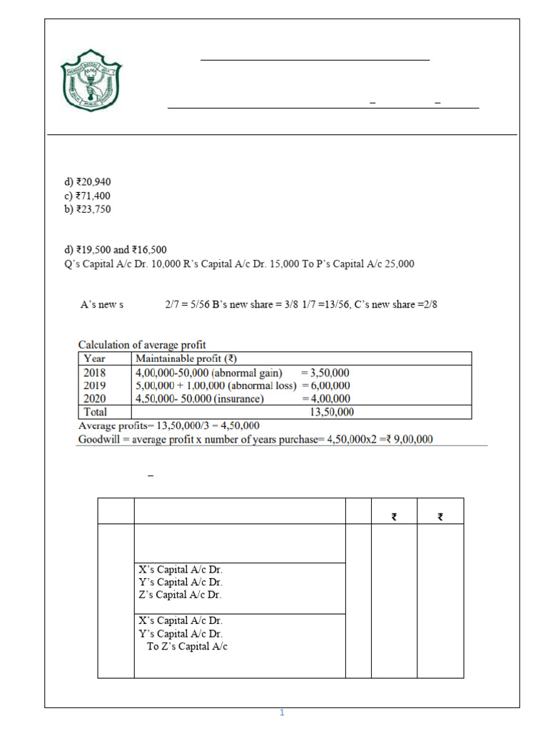 XII Accountancy Midterm Revision Worksheet Answer Key - 2024-25 ... XII Accountancy Midterm Revision Worksheet Answer Key - 2024-25 ...