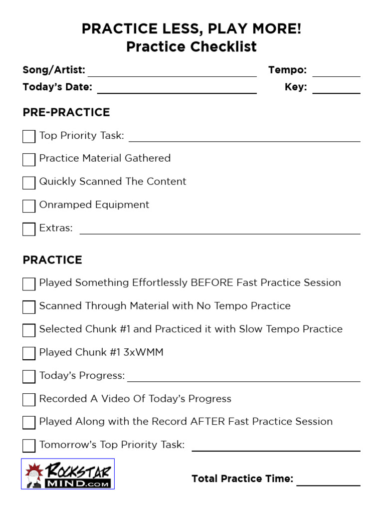 Practice Less Play More - Practice Checklist | PDF