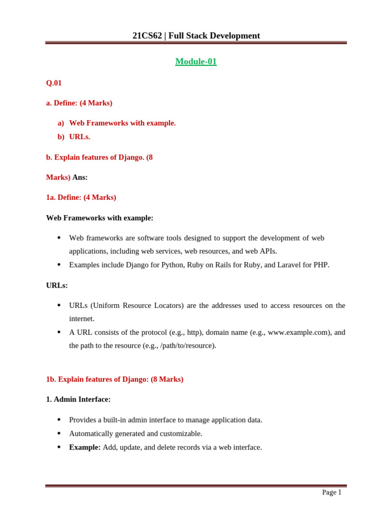 21CS62 (FSD) Model Question Paper Solved | PDF