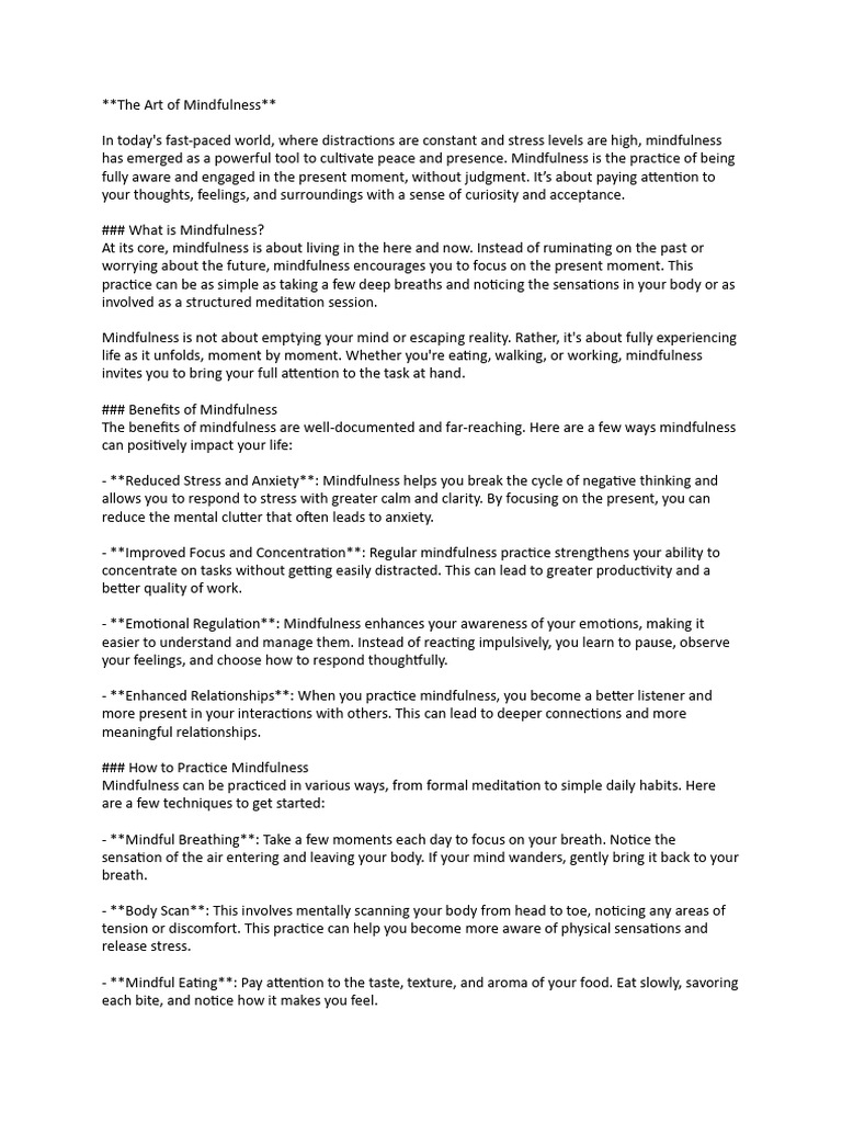 Art of Mindfulness | PDF