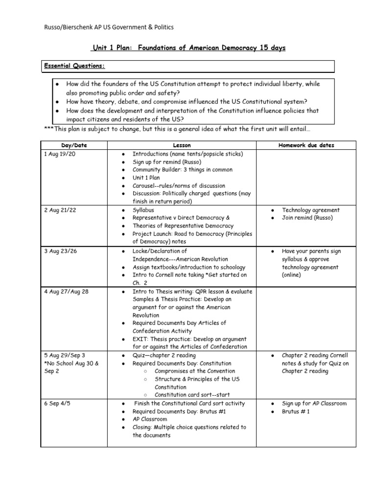 2024-25 Unit 1 Plan | PDF