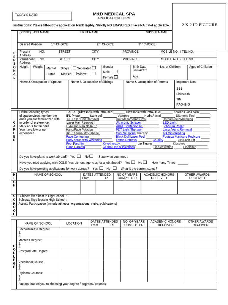 Pre-Employment Application Form | PDF