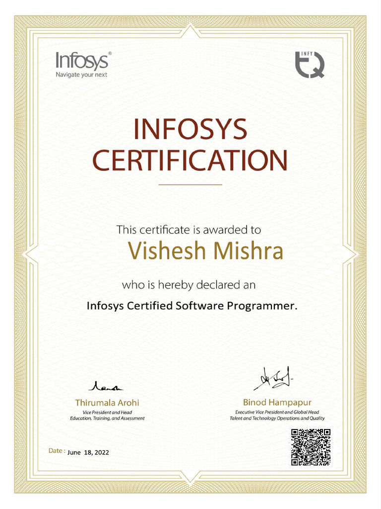Infosys Certified Software Programmer | PDF