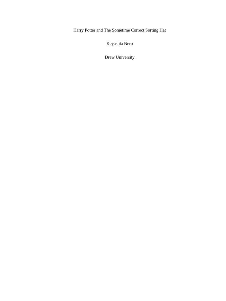 Harry Potter and The Sometime Correct Sorting Hat | PDF