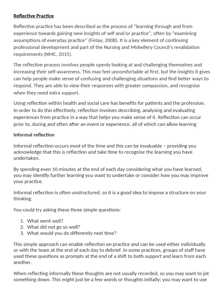 Reflective Practice | PDF