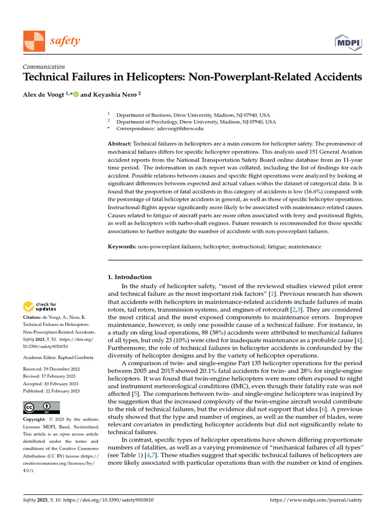 Technical Failures in Helicopters Non Po | PDF
