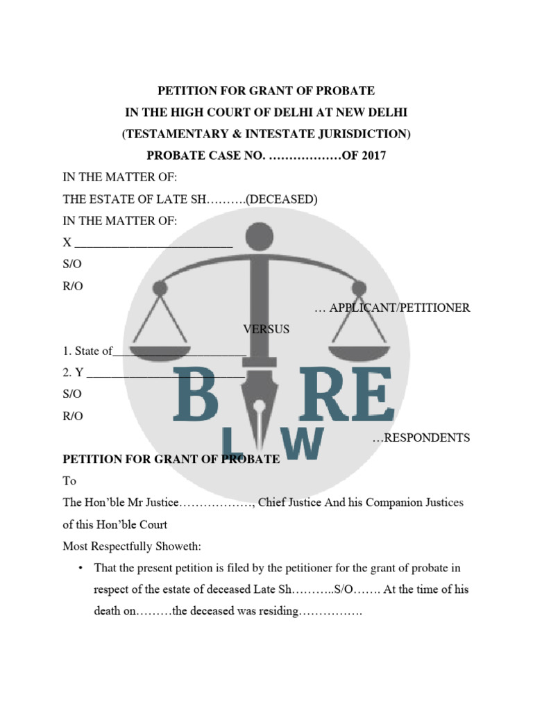 Petition For Grant of Probate Converted - Watermark | PDF | Will And ...