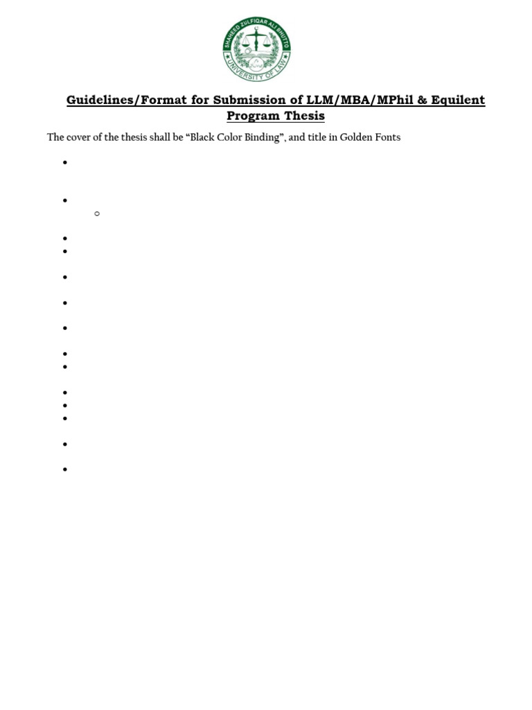 Guidelines For LL.M, M.phil and Ms | PDF | Thesis | Academia