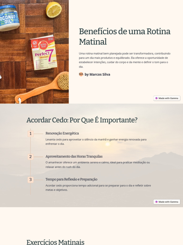 Benefícios de uma Rotina Matinal | PDF | Dormir | Carreira e Crescimento