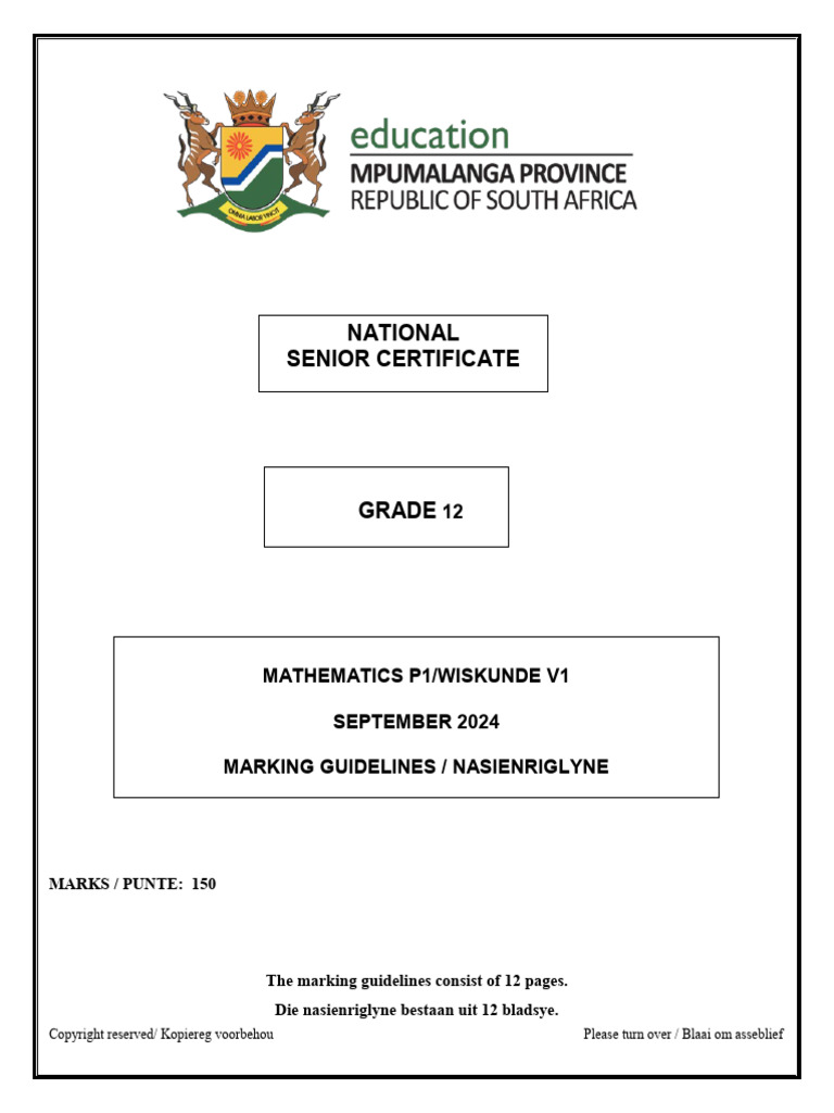 MP Mathematics p1 Trial MG Eng - Afr | PDF