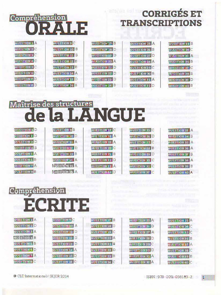 Abc TCF Corriges | PDF