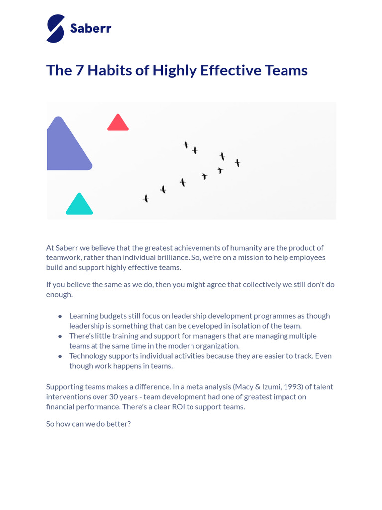 The 7 Habits of Highly Effective Teams | PDF