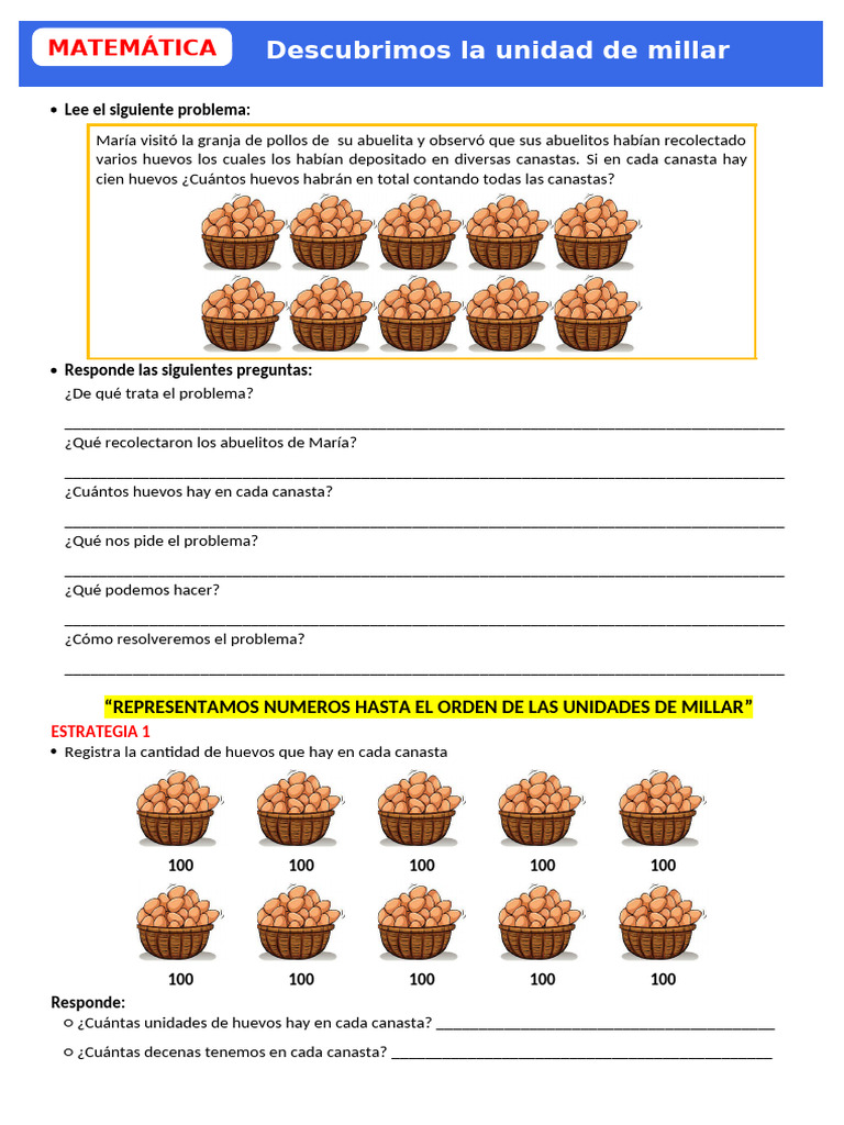 D5 A1 FICHA MAT. Descubrimos La Unidad de Millar | PDF D5 A1 FICHA MAT. Descubrimos La Unidad de Millar | PDF