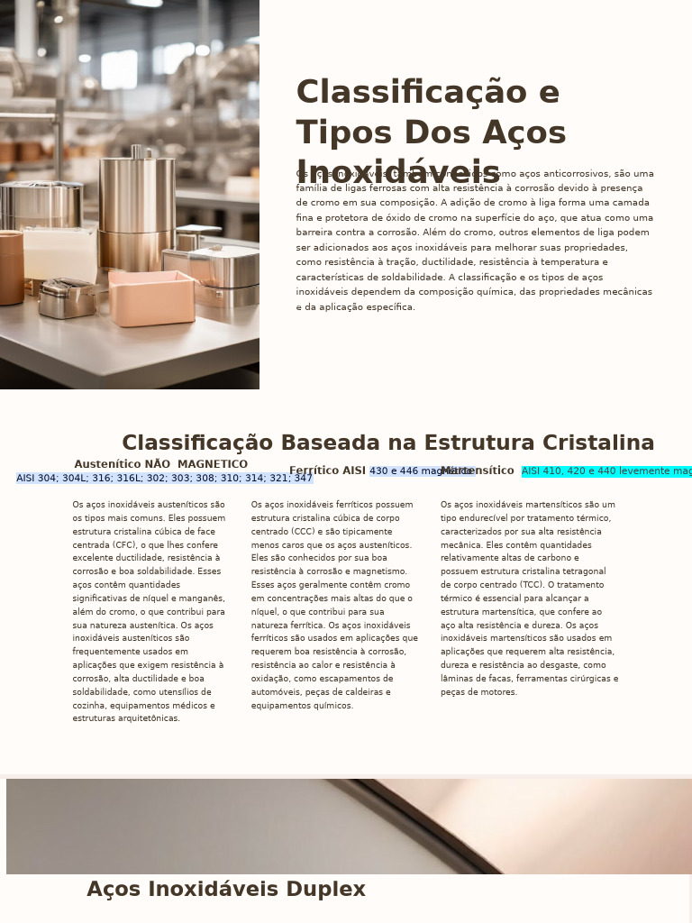 Classificacao e Tipos Dos Acos Inoxidaveis | PDF | Aço | Ciências e ...