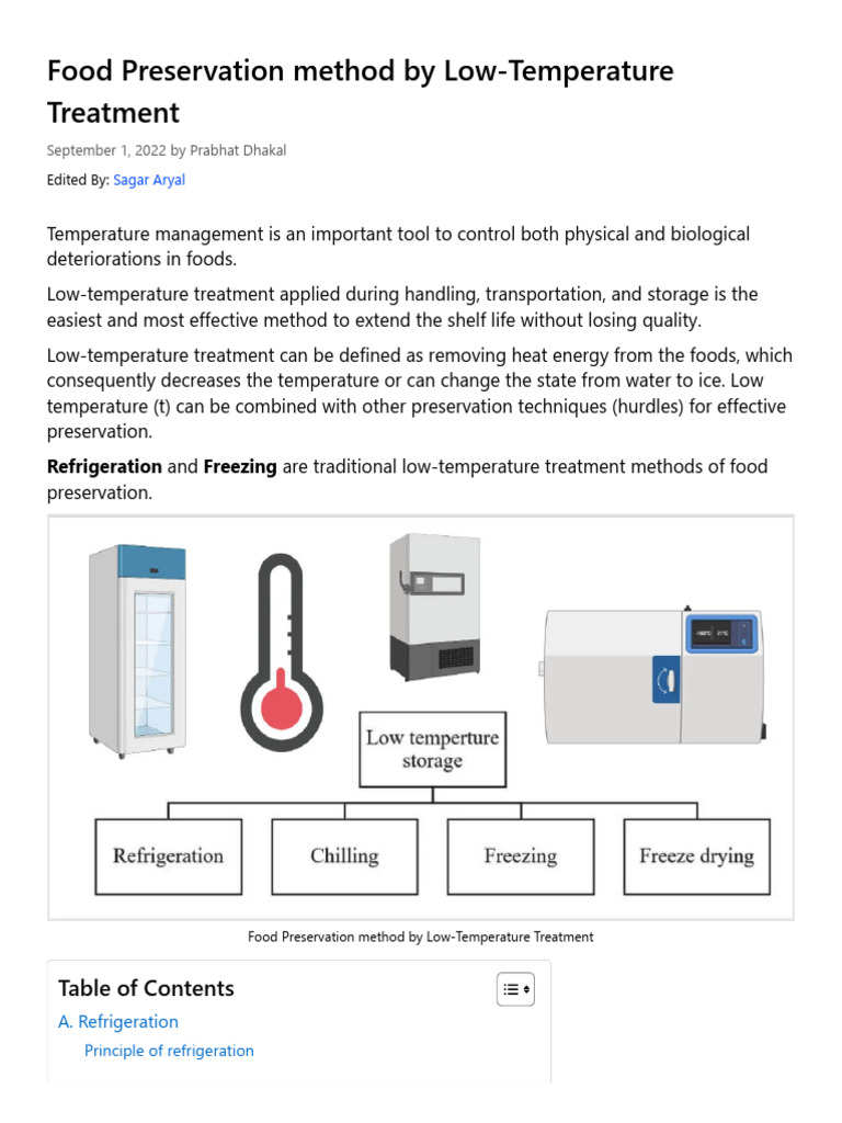 Food Preservation Method by Low-Temperature Treatment | PDF
