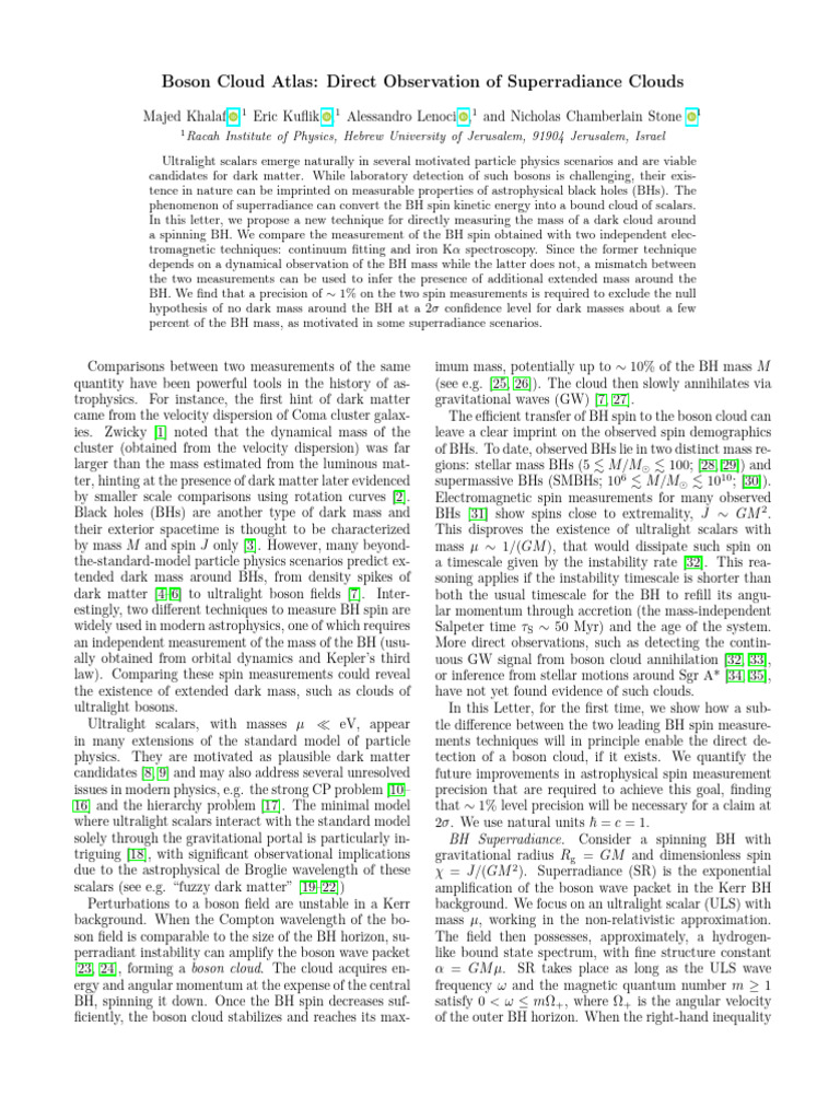 Boson Cloud Atlas: Direct Observation of Superradiance Clouds | PDF