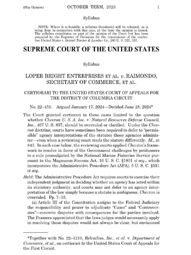 Chevron Overruled June 28 2024 | PDF