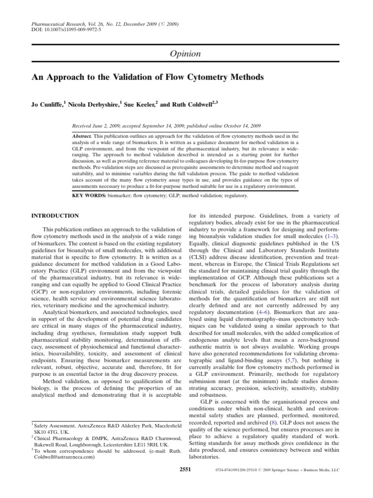An Approach To The Validation of Flo | PDF | Assay | Science & Mathematics