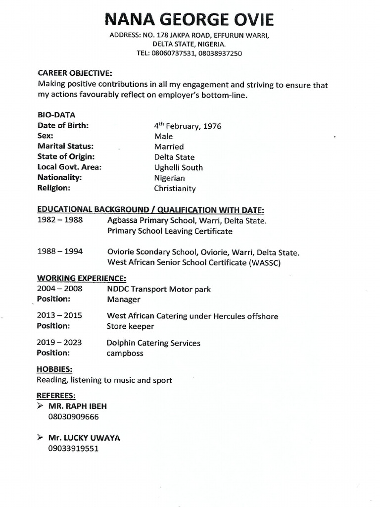 Nana George CV | PDF