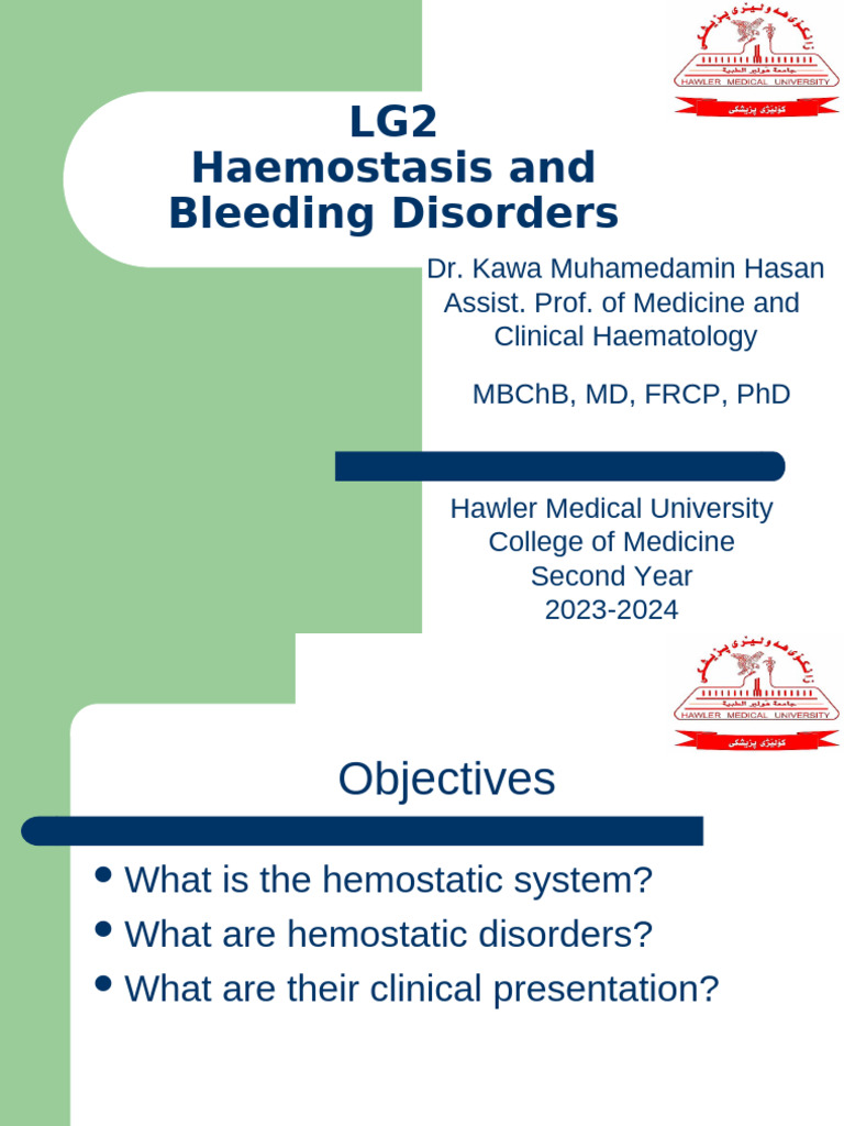 LG2 Bleeding Disorders 1 - 2023 | PDF