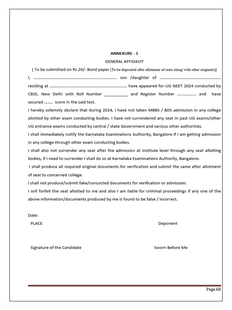 Annexure 1 & 9 KEA 2024 | PDF | Educational Stages | Qualifications