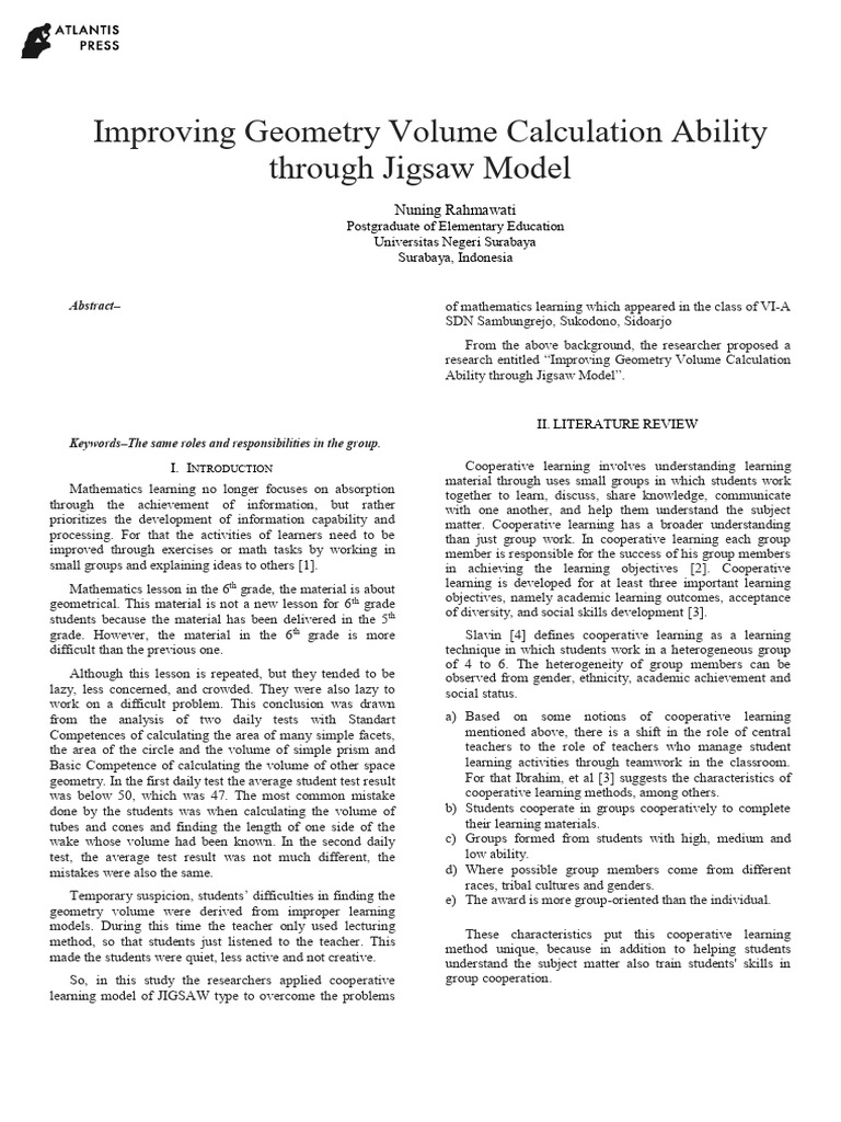 Improving Geometry Volume Calculation Ability Through Jigsaw Model | PDF