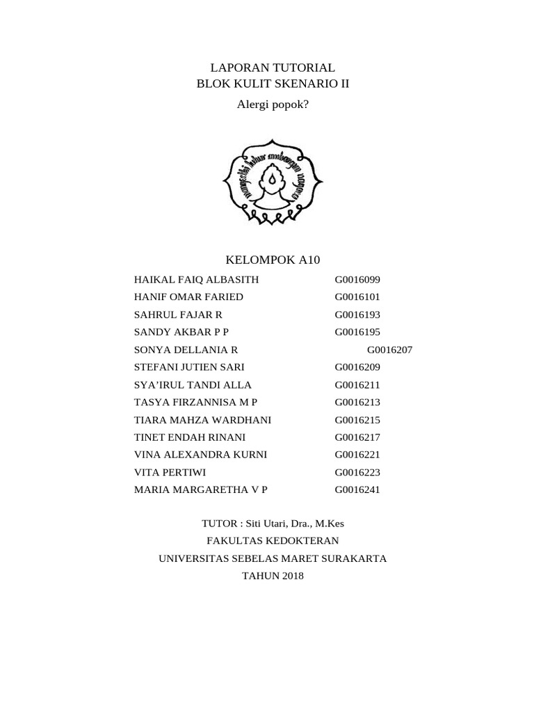 Laporan Tutorial Blok Kulit Skenario Ii Alergi Popok? | PDF