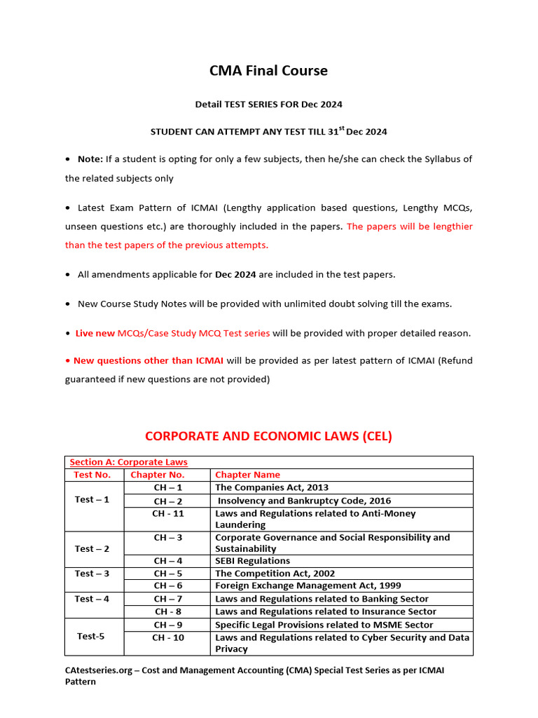 Cma Final Detail Test Series Unscheduled Dec 2024 1722595368 | PDF ...