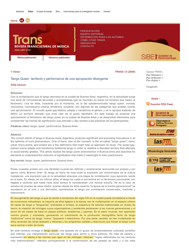 Cecconi 2009 Tango Queer TRANS | PDF