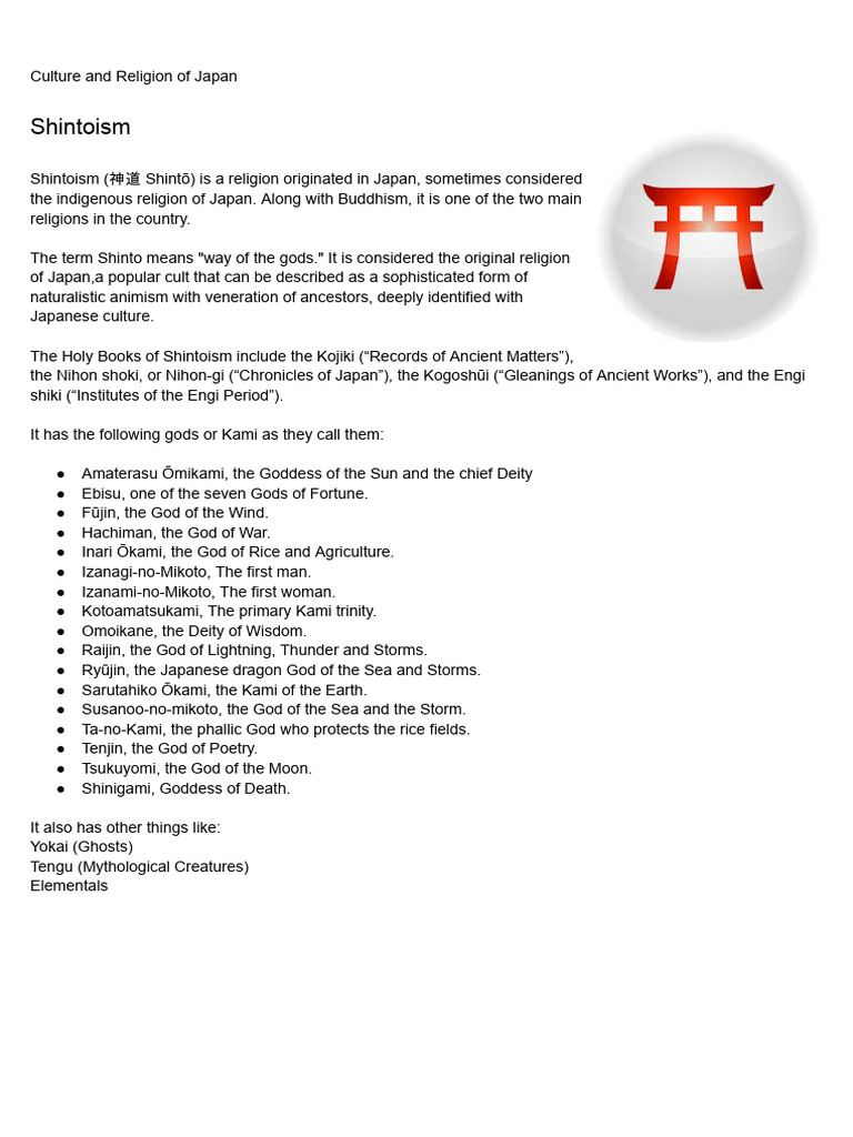 Culture and Religion of Japan | PDF