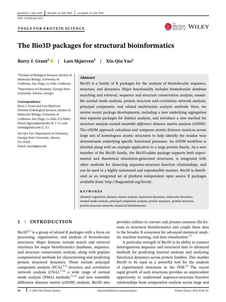 2020 Grant Bio3D PS | PDF