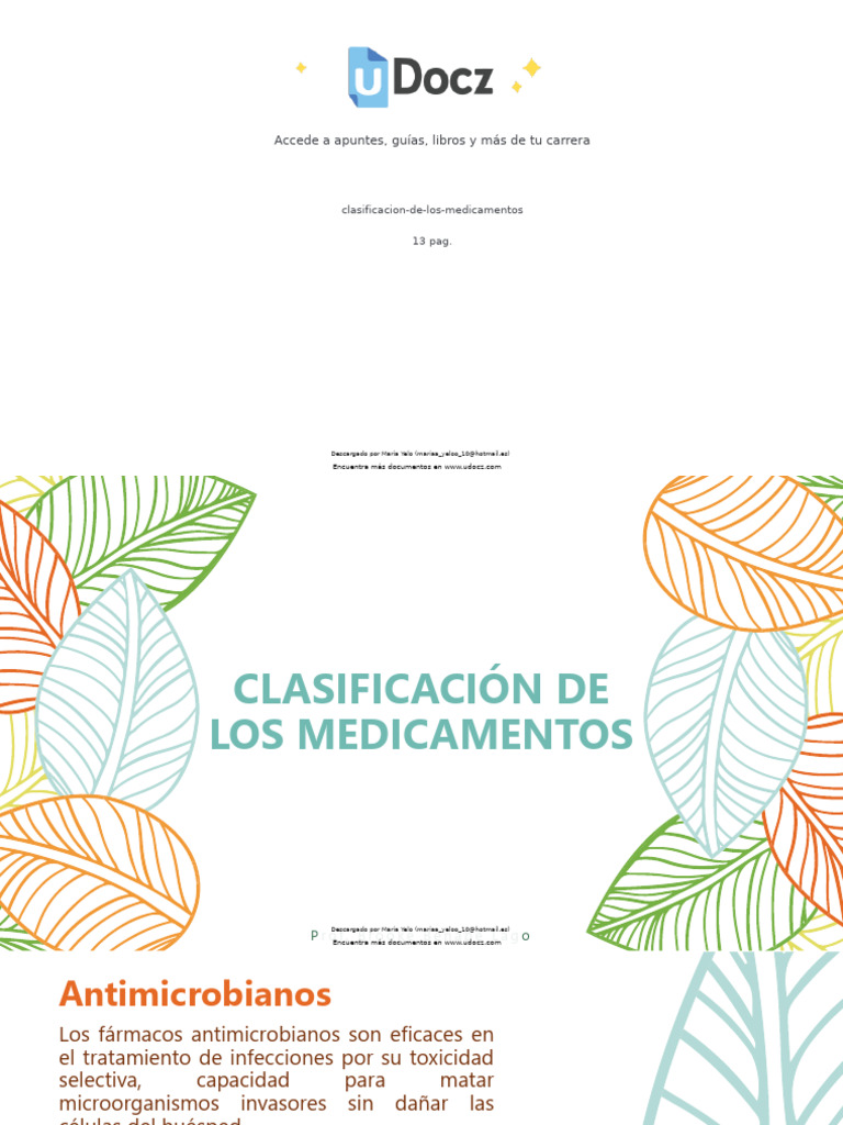 Clasificacion de Los Medicamentos 260342 Downloable 2306095 | PDF