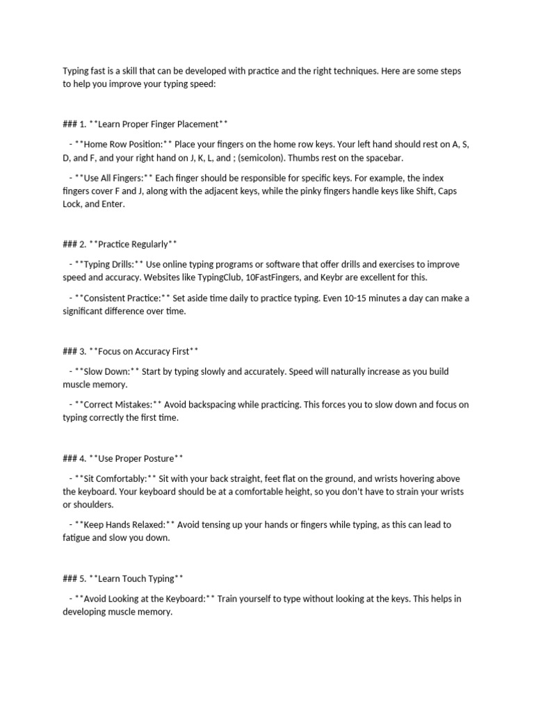 Typing Fast Is A Skill That Can Be Developed With Practice and The ...