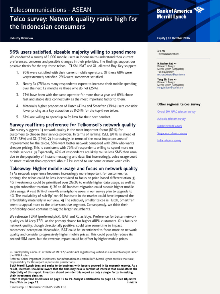 BAML-Telco Survey | PDF