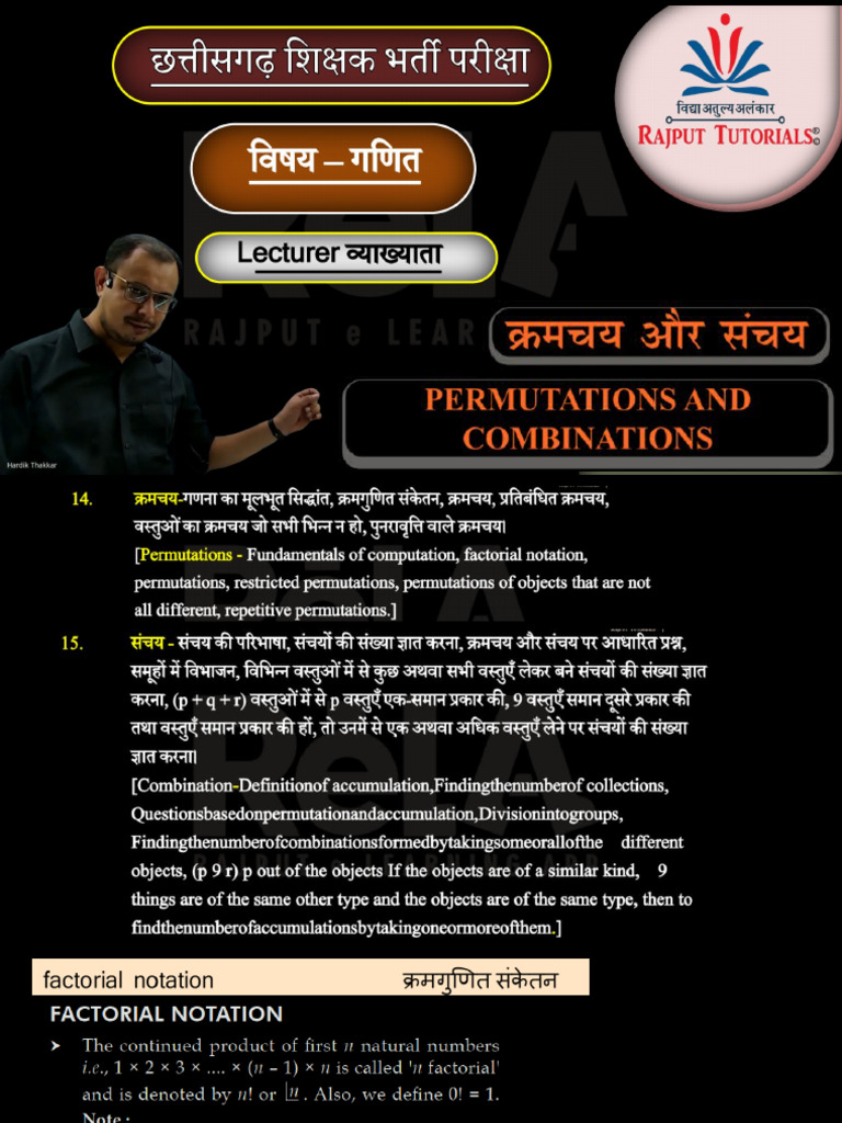 Lec-6 Permutations & Combinations | PDF