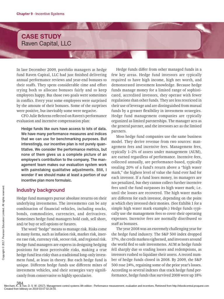 Raven Capital's Incentive Systems Analysis | PDF | Hedge Fund | Hedge ...