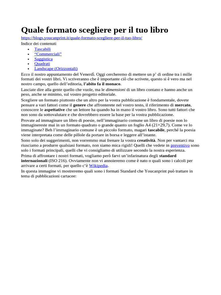 Formati e Rilegature - YouCanPrint - It | PDF