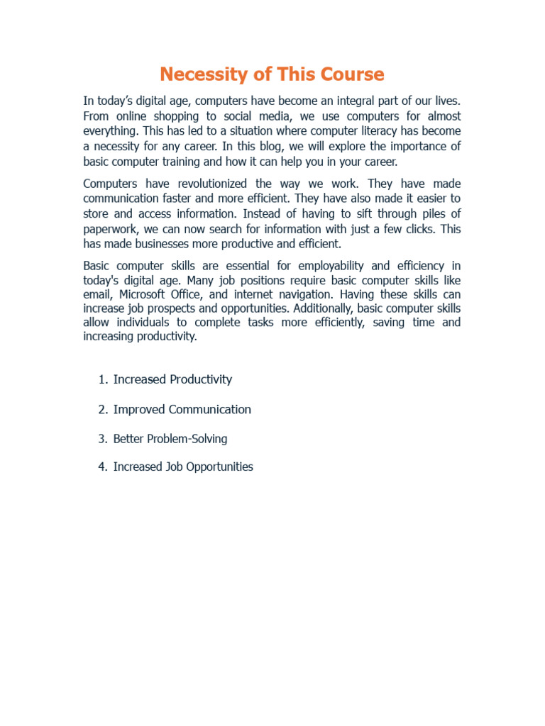 Certificate in Basic Computer Application | PDF