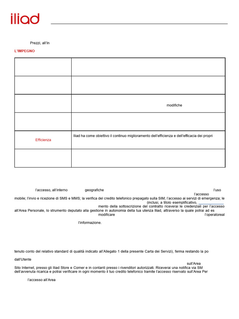 Carta Dei Servizi Mobile | PDF