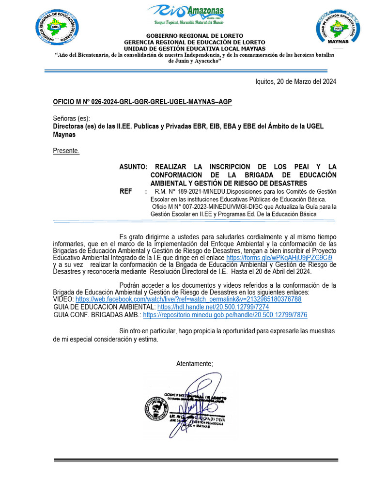 Oficio M 026 Jefatura Agp-2024 | PDF
