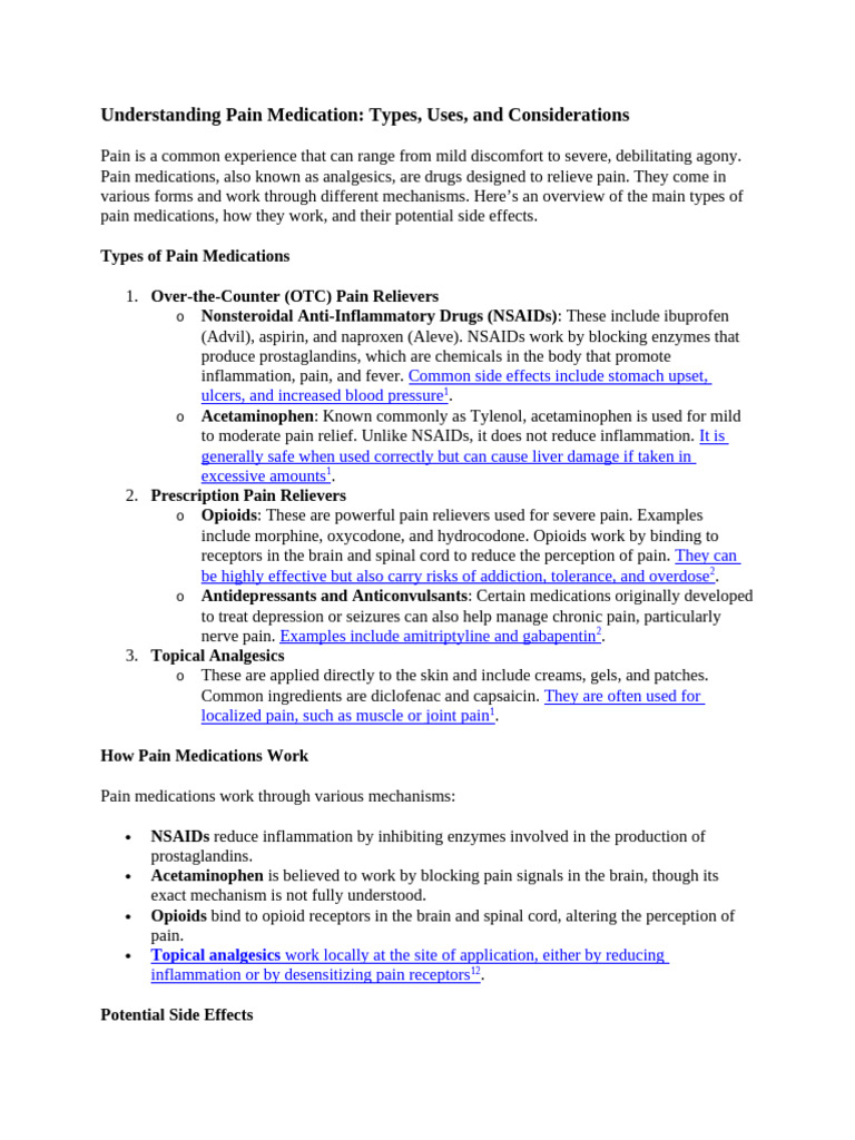 Understanding Pain Medication | PDF
