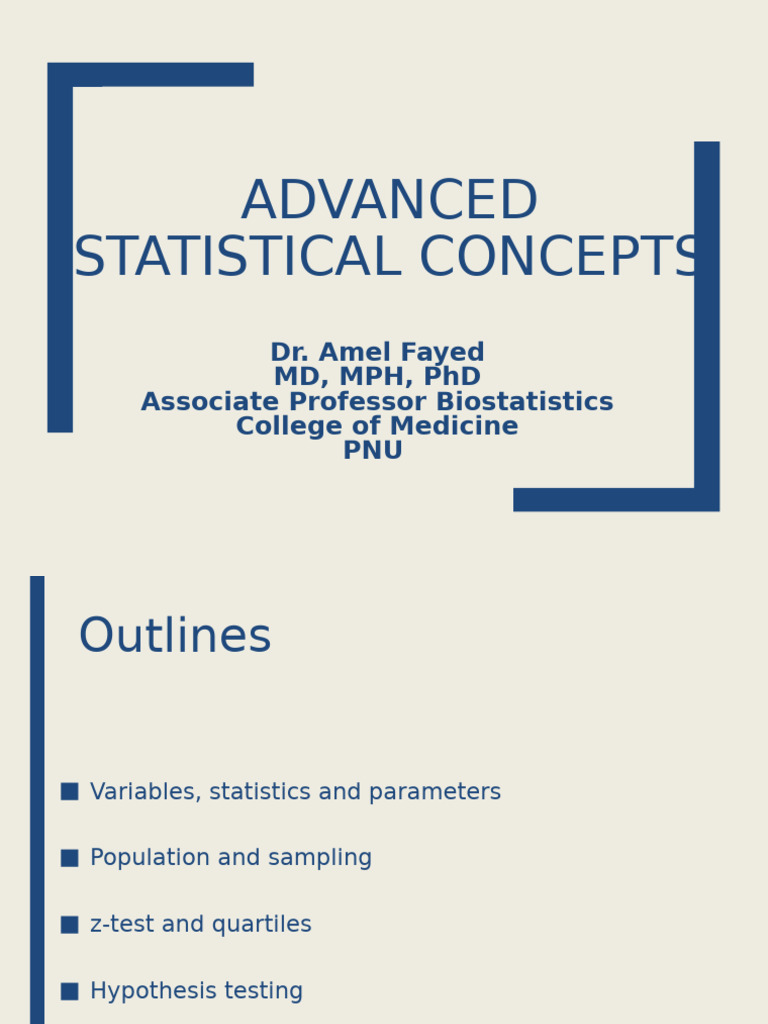 Advanced Statistics Concepts | PDF | Sampling (Statistics) | Type I And Type Ii Errors