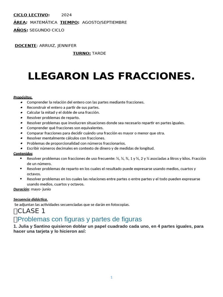 Secuencia Fracciones Segundo Ciclo Mat | PDF