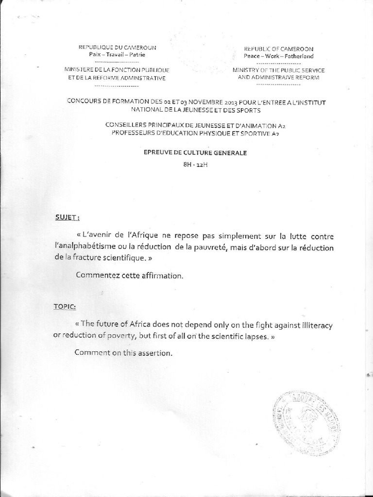 INJS Culture Generale Sujet 2 2013 | PDF