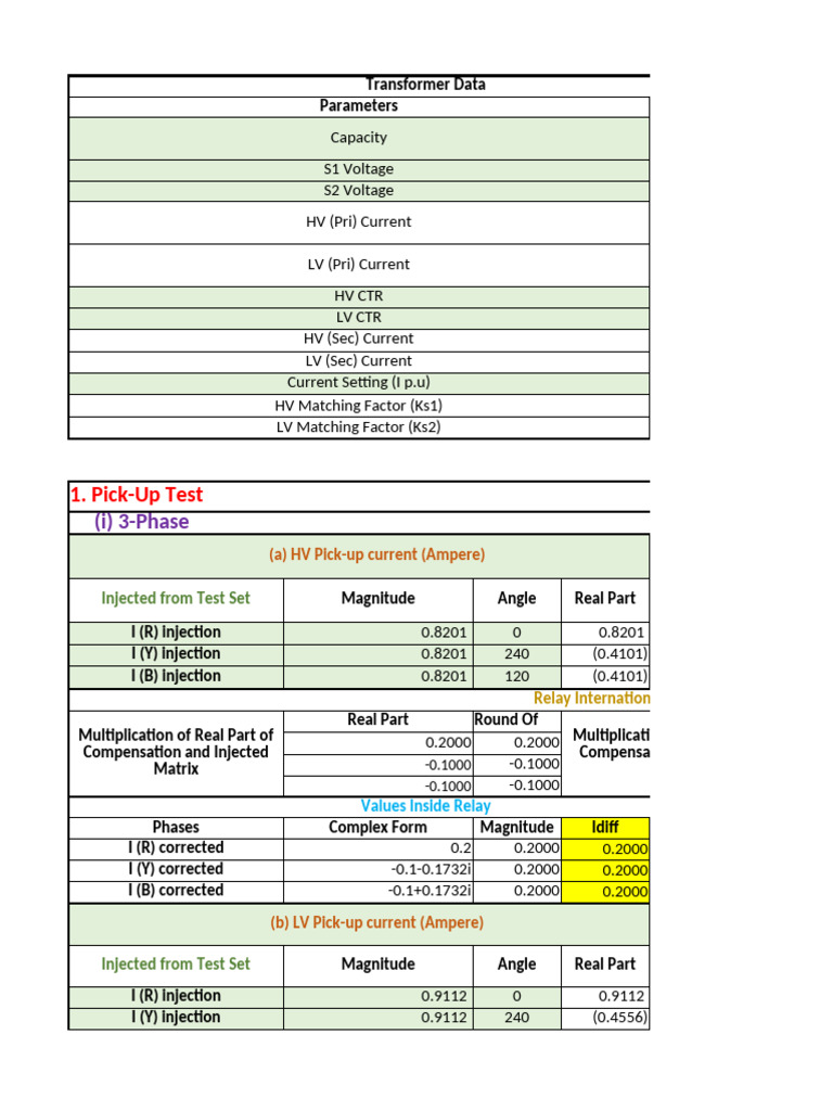 Differential Relay Testing Star Star Transformer | PDF