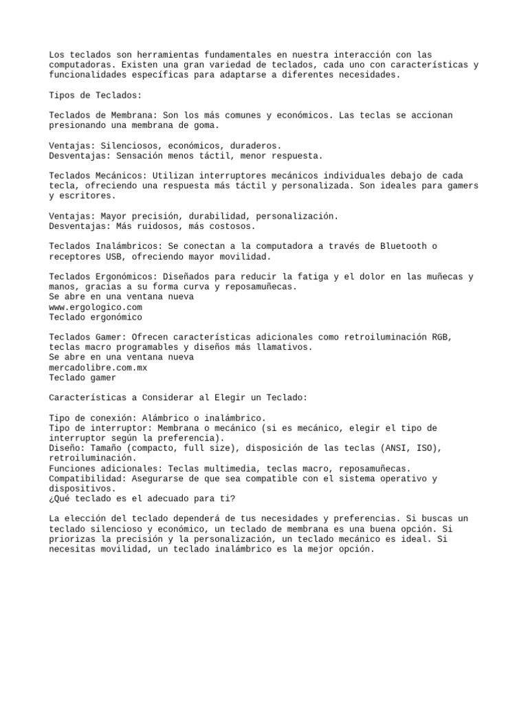 Tipos de Teclados | PDF