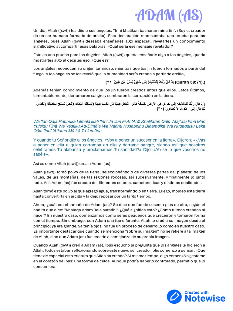 Profeta Adam (As) - Nissrin PDF | PDF