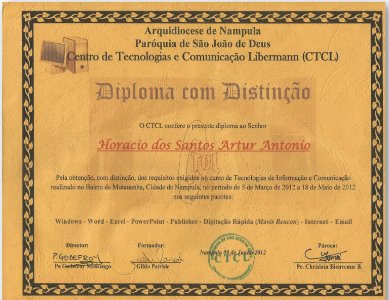 Diploma Do Curso de Informatica | PDF