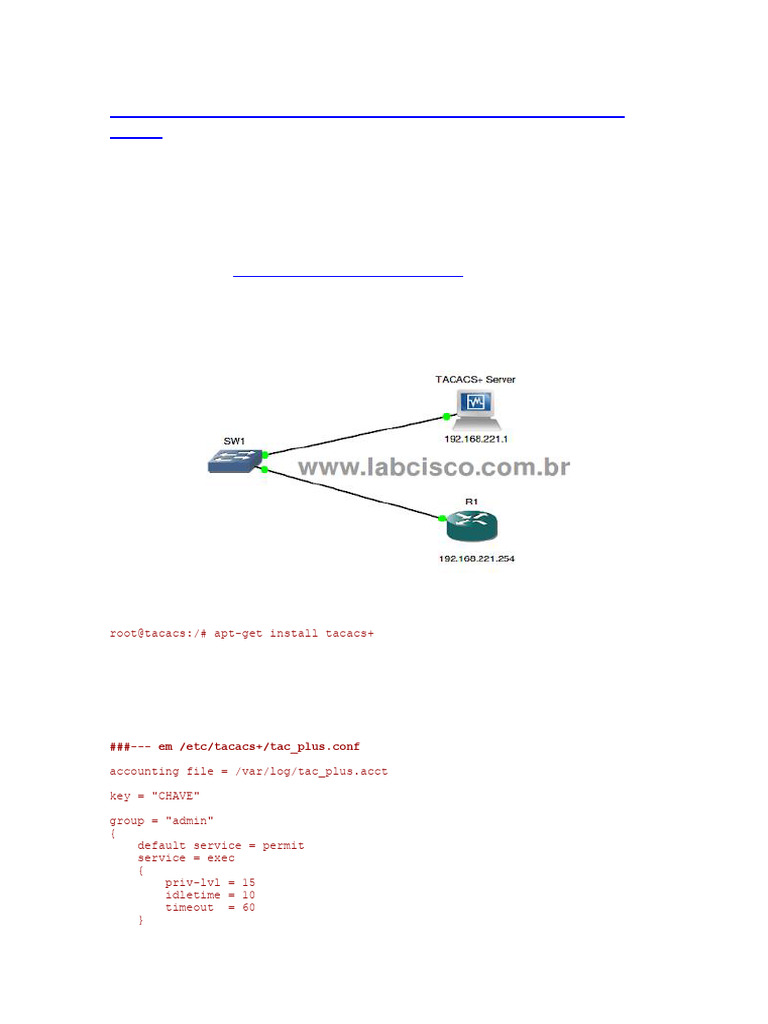 Servidor TACACS Plus para Autenticação de Roteadores e Switches | PDF